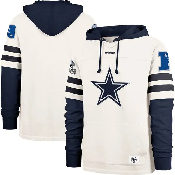 '47 Dallas Cowboys Split Zone Cornerback Duo Lacer Hoodie - Cream