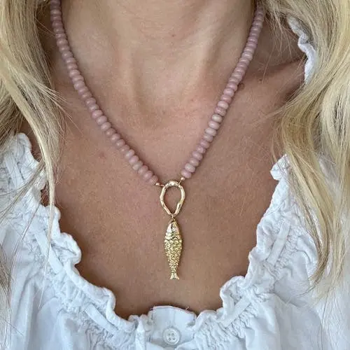 KATIE DEAN JEWELRY Opal Fish Pendant Necklace
