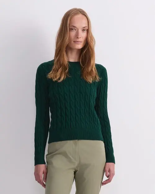 SPORTSCRAFT Merino Cable Knit Jumper - Emerald