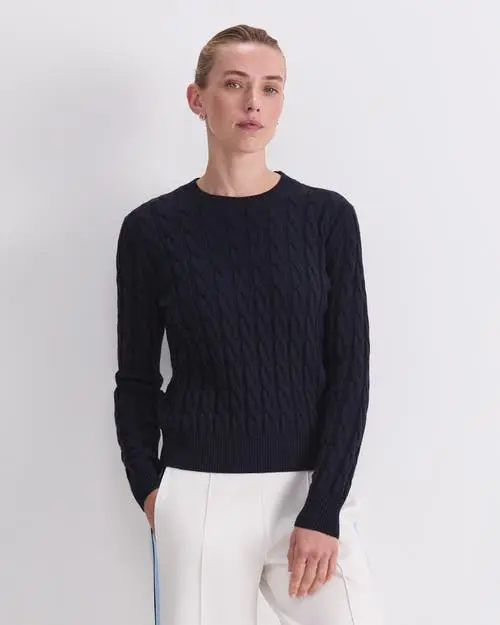 SPORTSCRAFT Merino Cable Knit Jumper - Navy