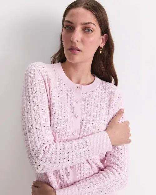 SPORTSCRAFT Elka Pointelle Knit Cardigan