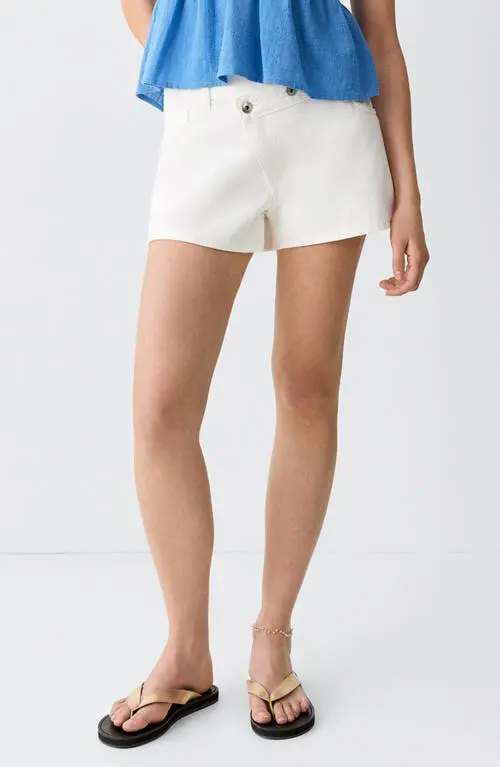 Mango Low Waist Mini Jeans Shorts - White