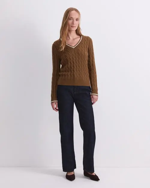 SPORTSCRAFT Merino Cable V-neck Sweater