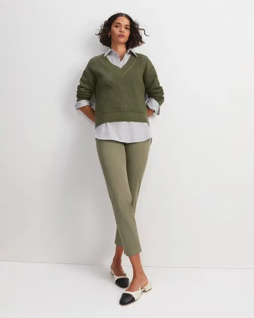 SPORTSCRAFT Cotton Crochet V-neck Knitted Jumper