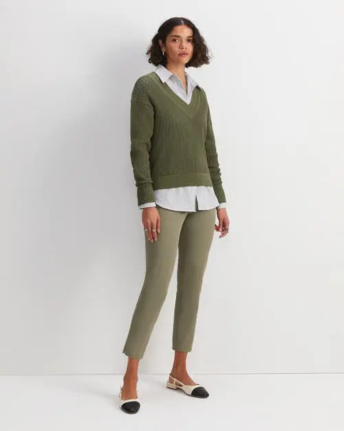 SPORTSCRAFT Cotton Crochet V-neck Knitted Jumper