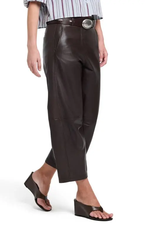 TWP Leather Slouchy Wide Leg Trousers