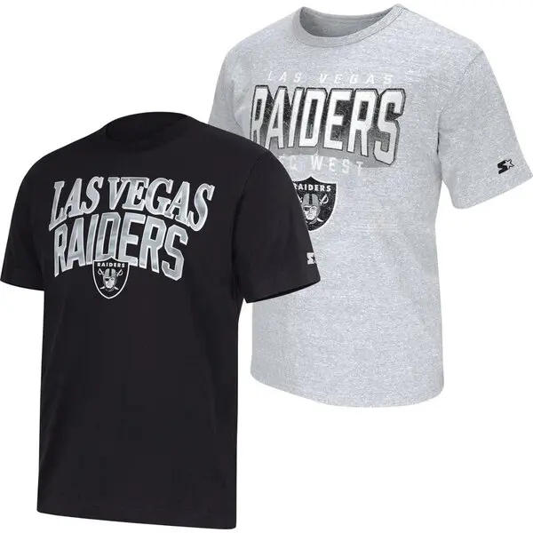 STARTER Gray Las Vegas Raiders Two-pack Logo T-shirt Set