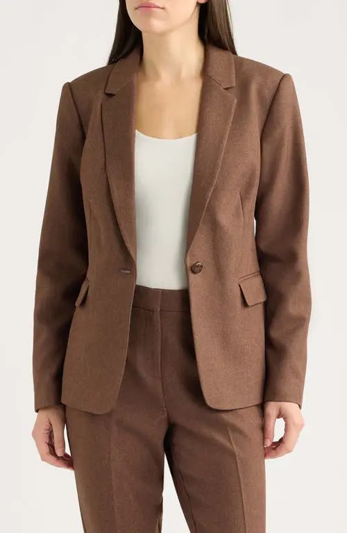 TAHARI ASL One-button Peak Lapel Blazer - Walnut
