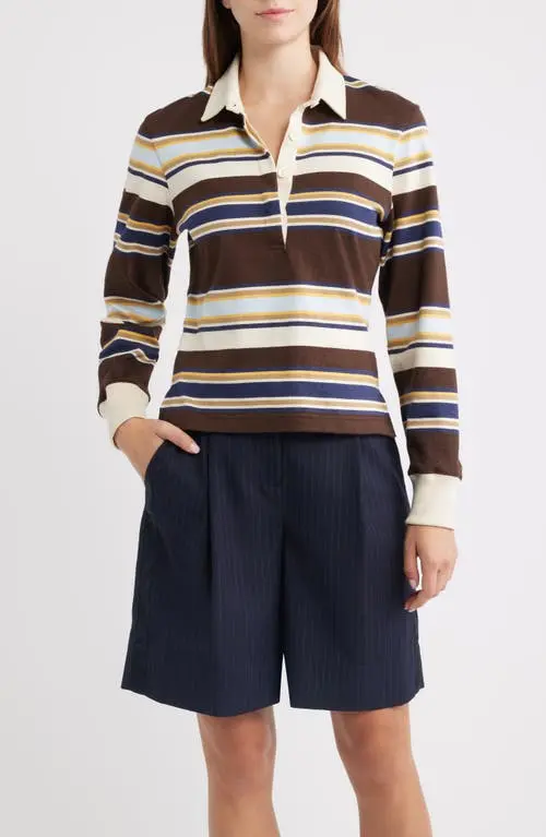 ROWING BLAZERS Beaumont Striped Long Sleeve Rugby Shirt