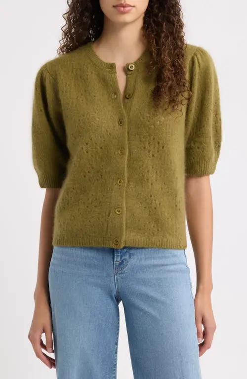FRAME The Wool & Cashmere Airy Cardigan - Deep Olive