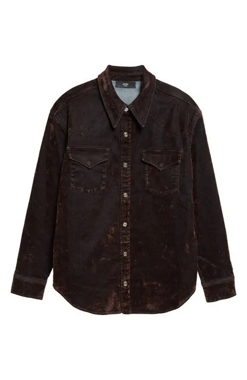 Amiri Flocked Denim Shirt Jacket - Husk