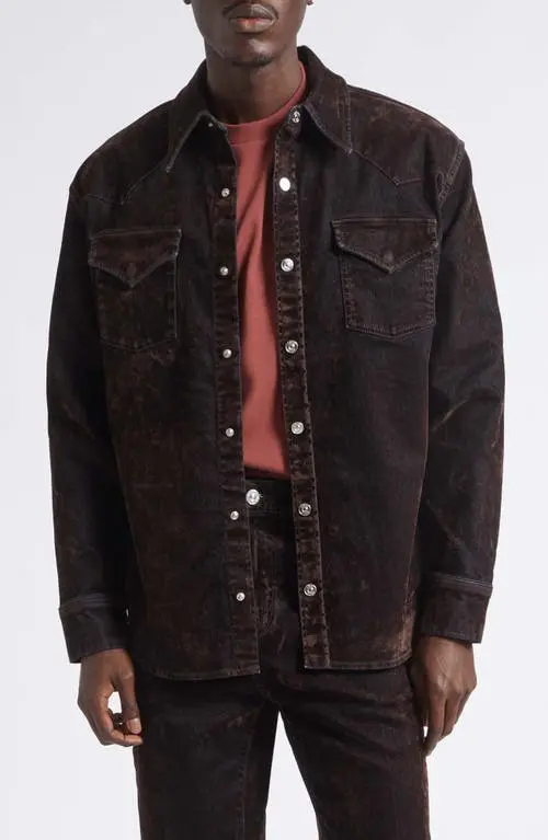 Amiri Flocked Denim Shirt Jacket - Husk