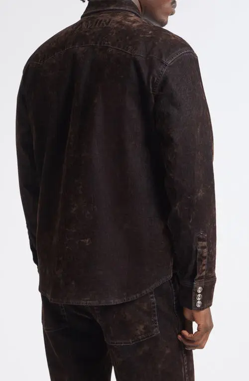 Amiri Flocked Denim Shirt Jacket - Husk