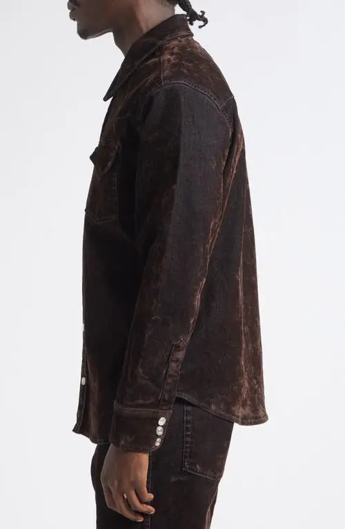 Amiri Flocked Denim Shirt Jacket - Husk