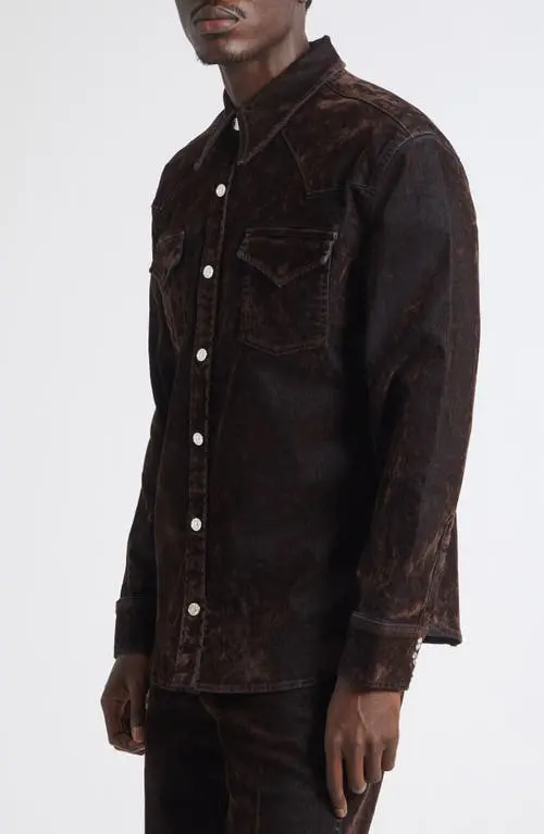 Amiri Flocked Denim Shirt Jacket - Husk
