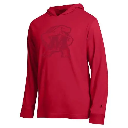 Champion Maryland Terrapins Tonal All-star Long Sleeve Hooded T-shirt - Red