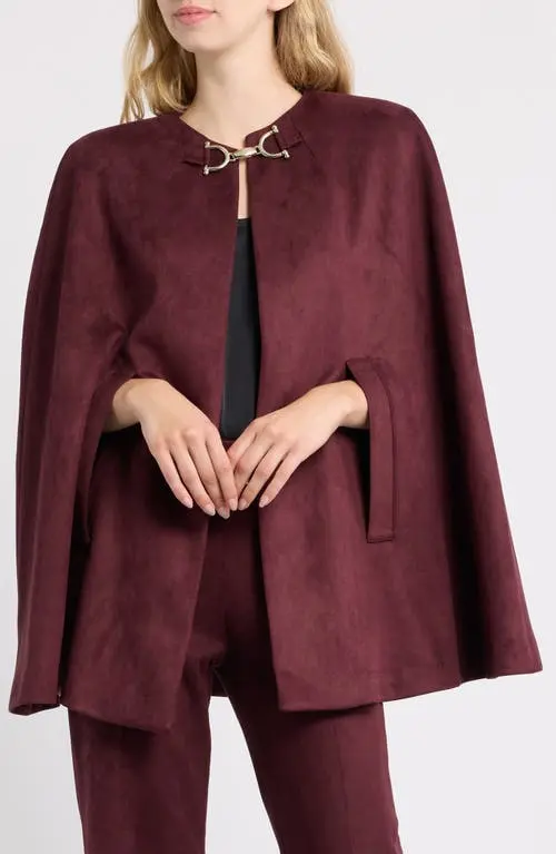 Anne Klein Scuba Faux Suede Cape - Barolo