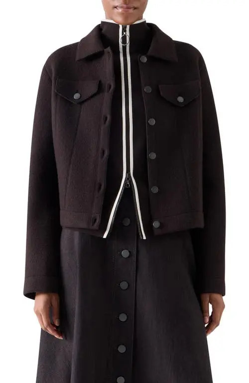 Akris Boiled Virgin Wool Trucker Jacket