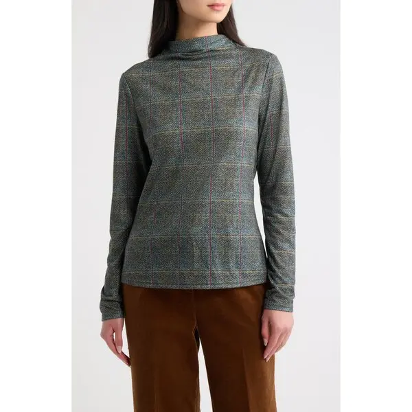 TAHARI ASL Mock Neck Long Sleeve Top