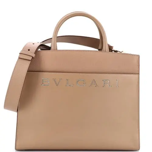 BVLGARI Embellished Logo Tote Bag Leather