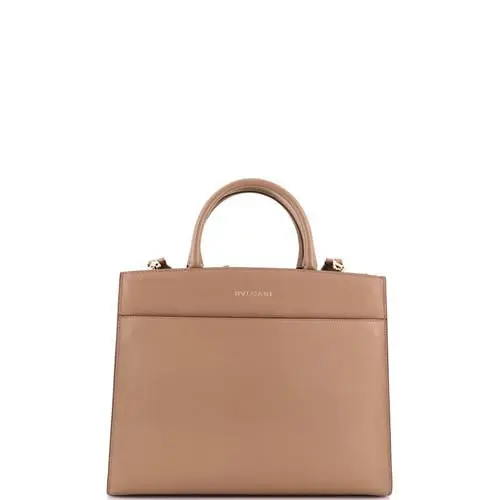 BVLGARI Embellished Logo Tote Bag Leather