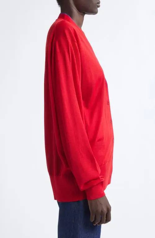 Versace Embroidered Wool-blend Cardigan - Red