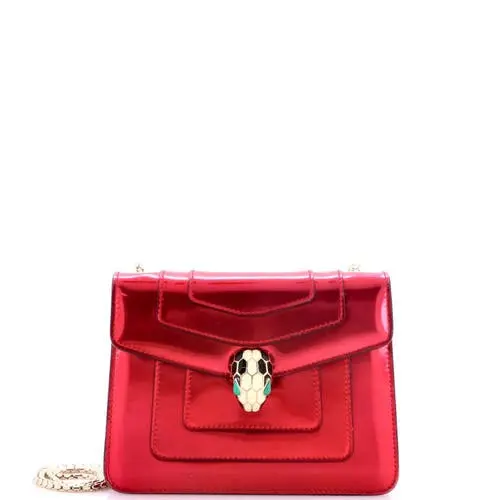 BVLGARI Serpenti Forever Square Shoulder Bag Metallic Leather Small