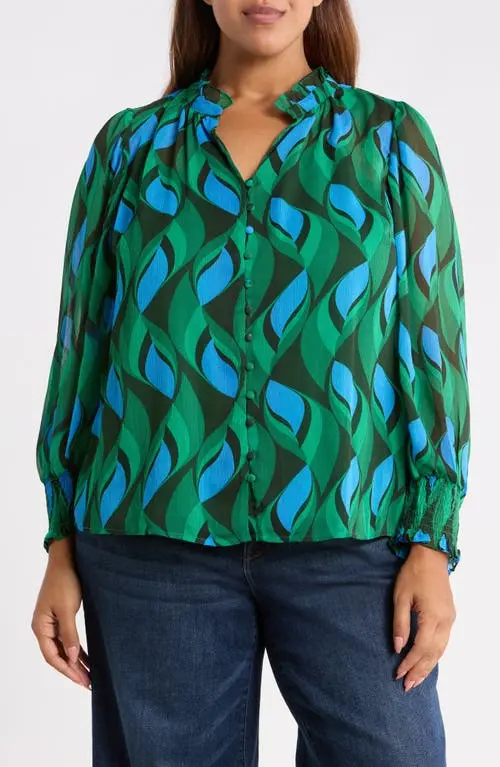 SUGARLIPS Tommie Long Sleeve Top - Emerald-blue