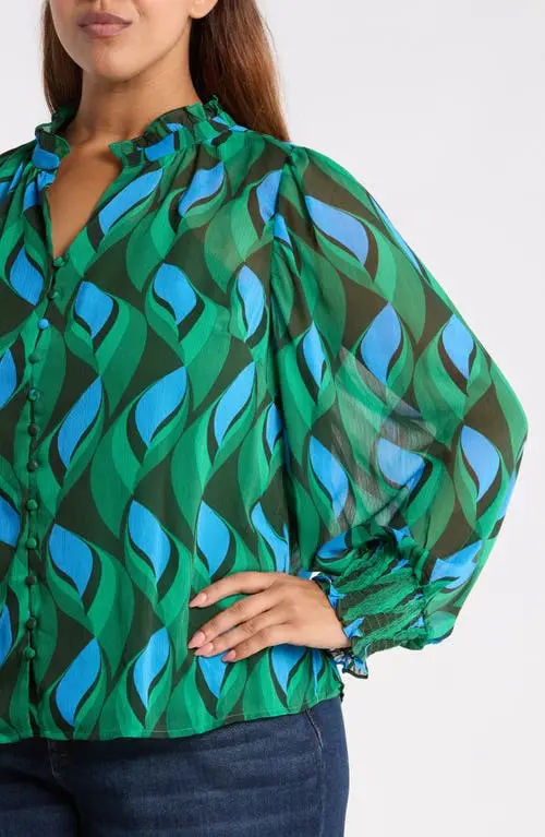 SUGARLIPS Tommie Long Sleeve Top - Emerald-blue