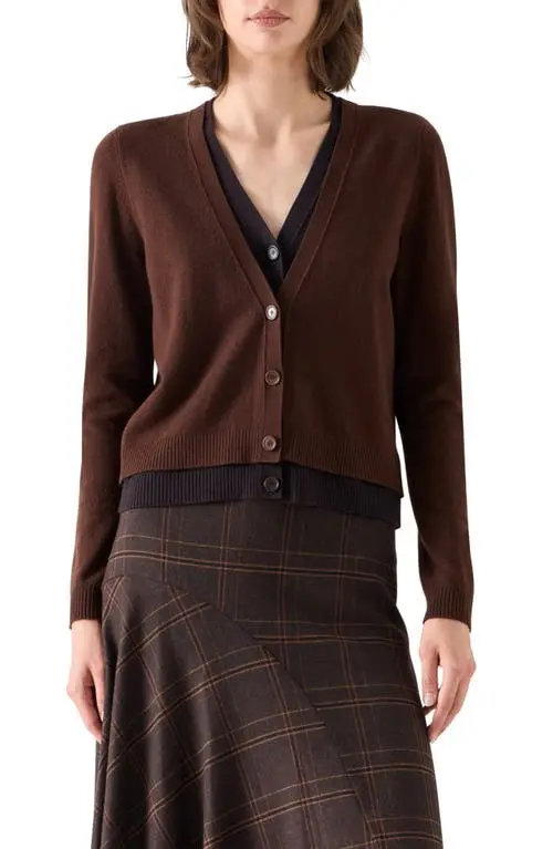 Akris Wool & Cashmere Trompe L'oeil Cardigan