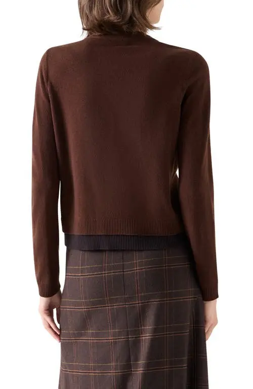 Akris Wool & Cashmere Trompe L'oeil Cardigan