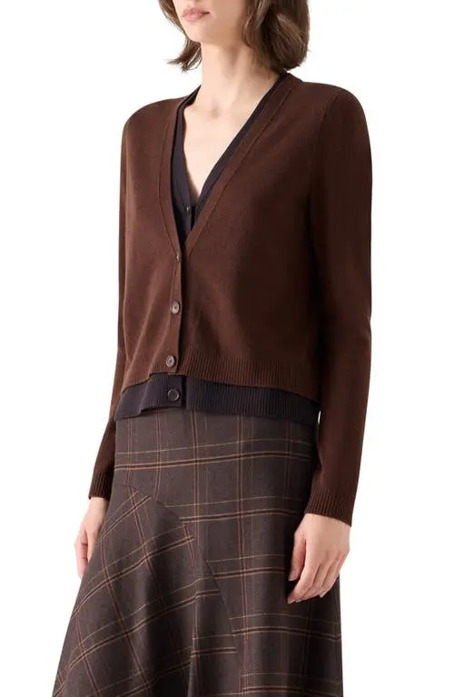 Akris Wool & Cashmere Trompe L'oeil Cardigan