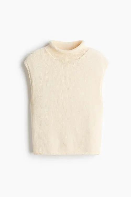 H&M Rolled-edge Mock Turtleneck Sweater Vest