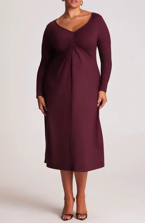 ESTELLE Sweetheart Neck Midi Dress
