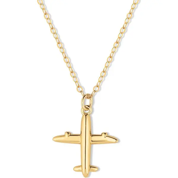 REJECTED HEARTS CLUB Filled Airplane Pendant Necklace - Gold