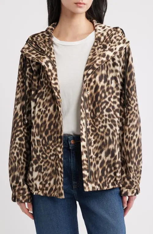 Michael Kors Water Resistant Hooded Jacket - Cheetah