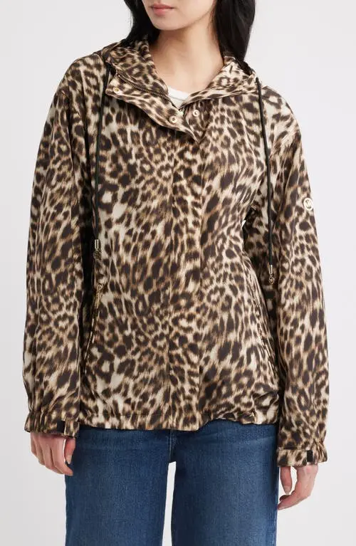 Michael Kors Water Resistant Hooded Jacket - Cheetah