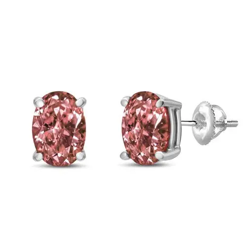 HAUS OF BRILLIANCE 14k Gold Solitaire Stud Earrings - White