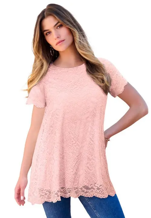 Roaman's Allover Lace Swing Tee