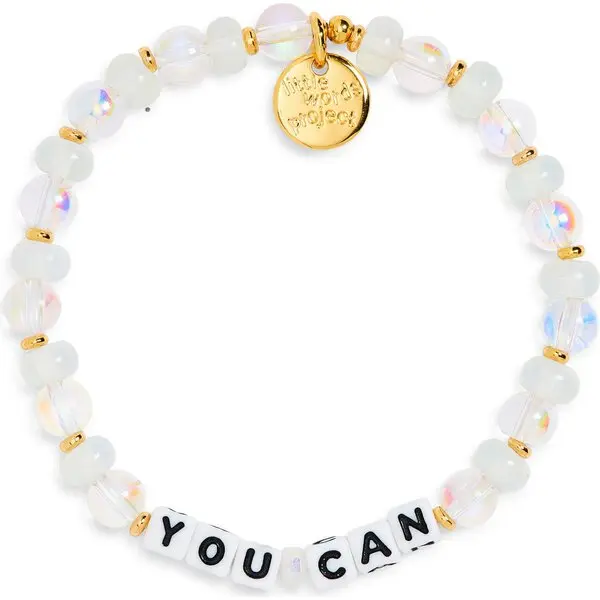 LITTLE WORDS PROJECT Crystal Clear Beaded Stretch Bracelet - White