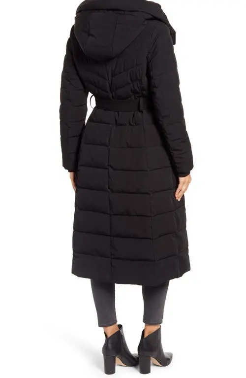 Ellen Tracy Belted Hooded Quilted Coat