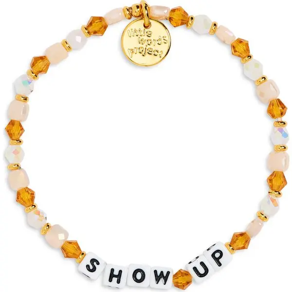 LITTLE WORDS PROJECT Latte Swirl Beaded Stretch Bracelet - White