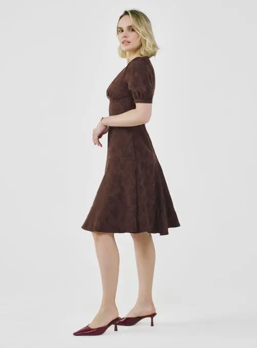 A.SHIMUS Floral Jacquard Midi Dress - Brown