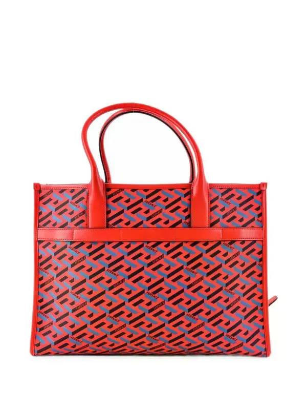 Versace Top Handle La Greca Signature Coated Canvas Medium Tote Bag