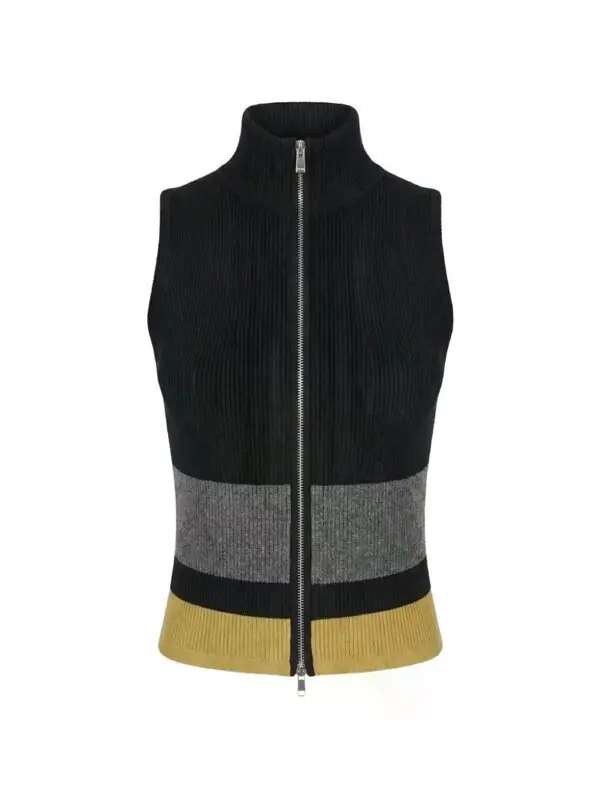 TOCCIN Jayla Zip-front Sleeveless Cardigan - Black