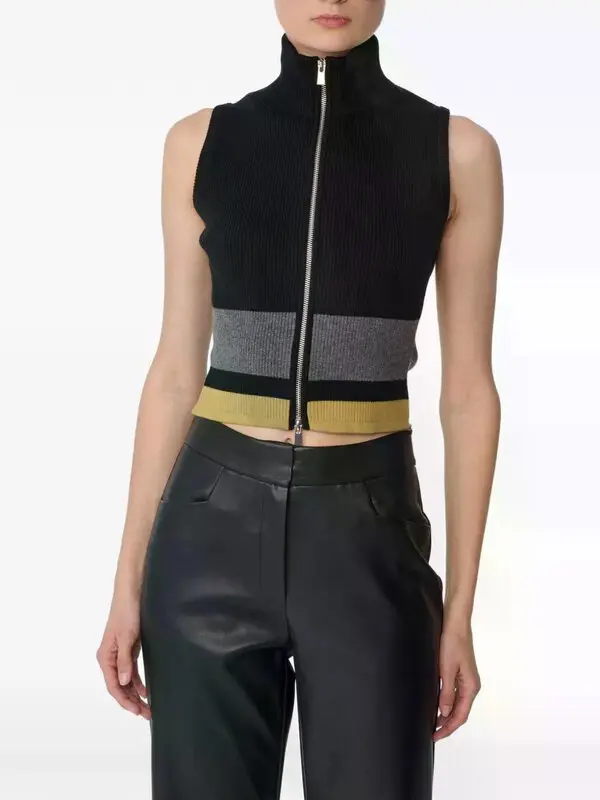TOCCIN Jayla Zip-front Sleeveless Cardigan