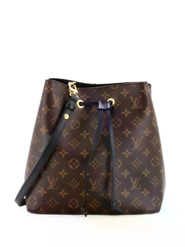 LOUIS VUITTON Monogram Canvas Leather Mm Bucket Bag - Brown