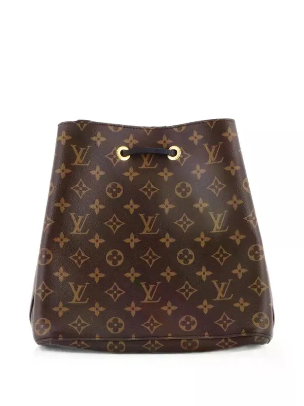 LOUIS VUITTON Monogram Canvas Leather Mm Bucket Bag - Brown