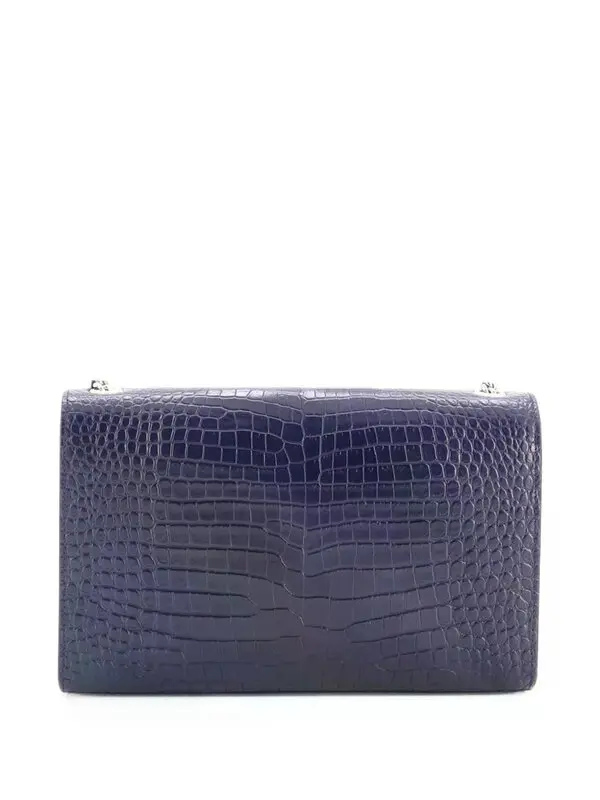 Saint Laurent Classic Monogram Tassel Crocodile Embossed Leather Medium Crossbody Bag