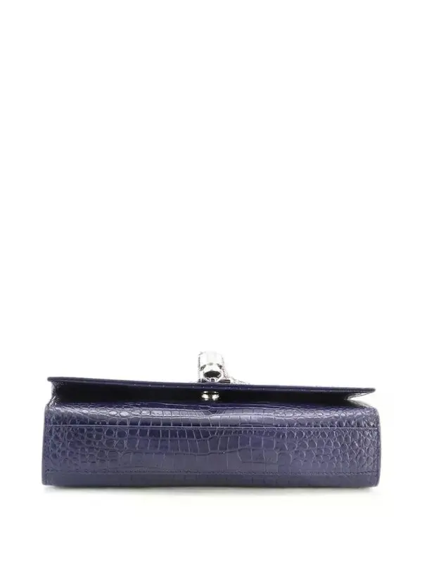 Saint Laurent Classic Monogram Tassel Crocodile Embossed Leather Medium Crossbody Bag